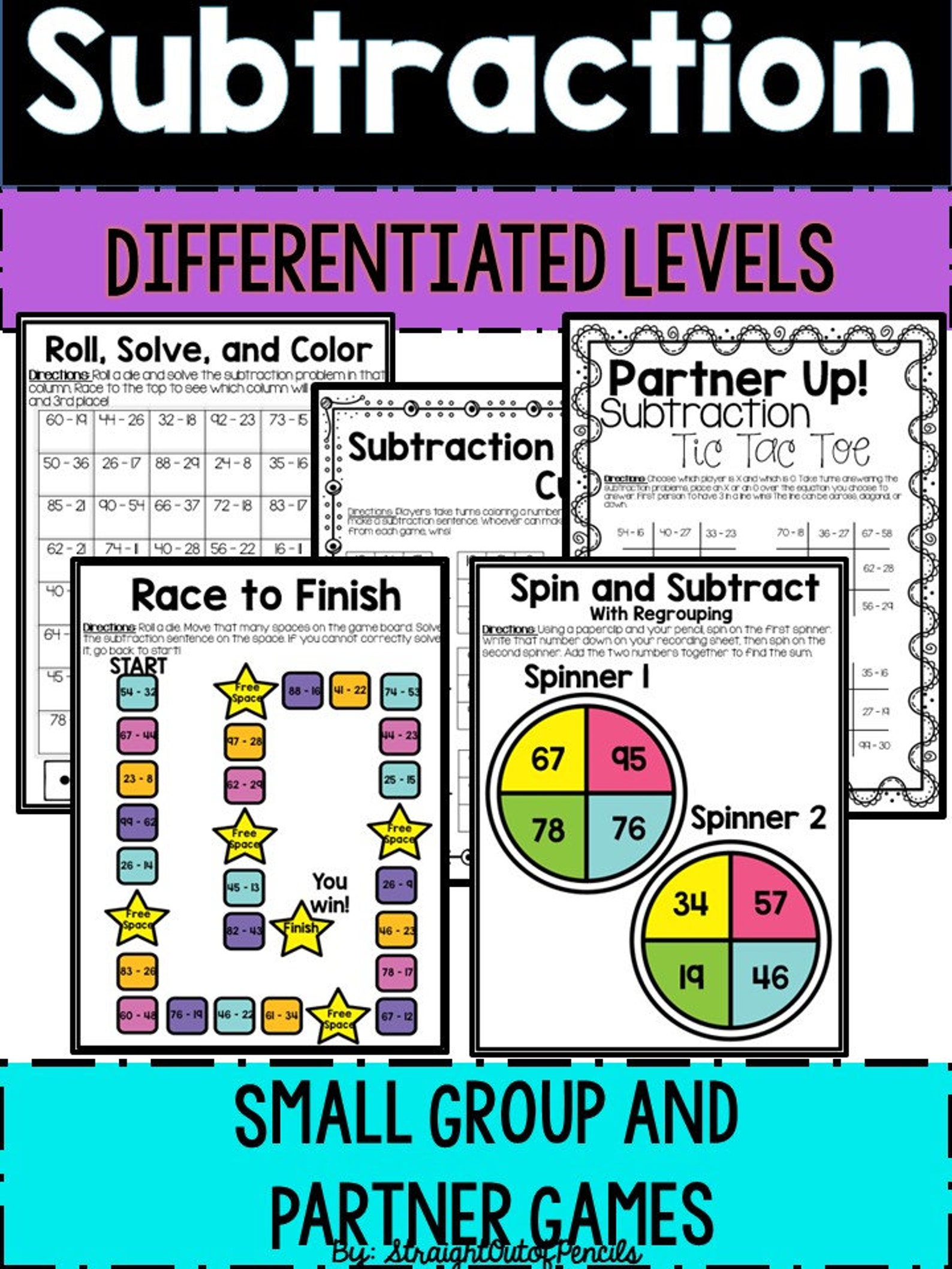 Addition and Subtraction Math Games - Second Grade Math Activities - Etsy