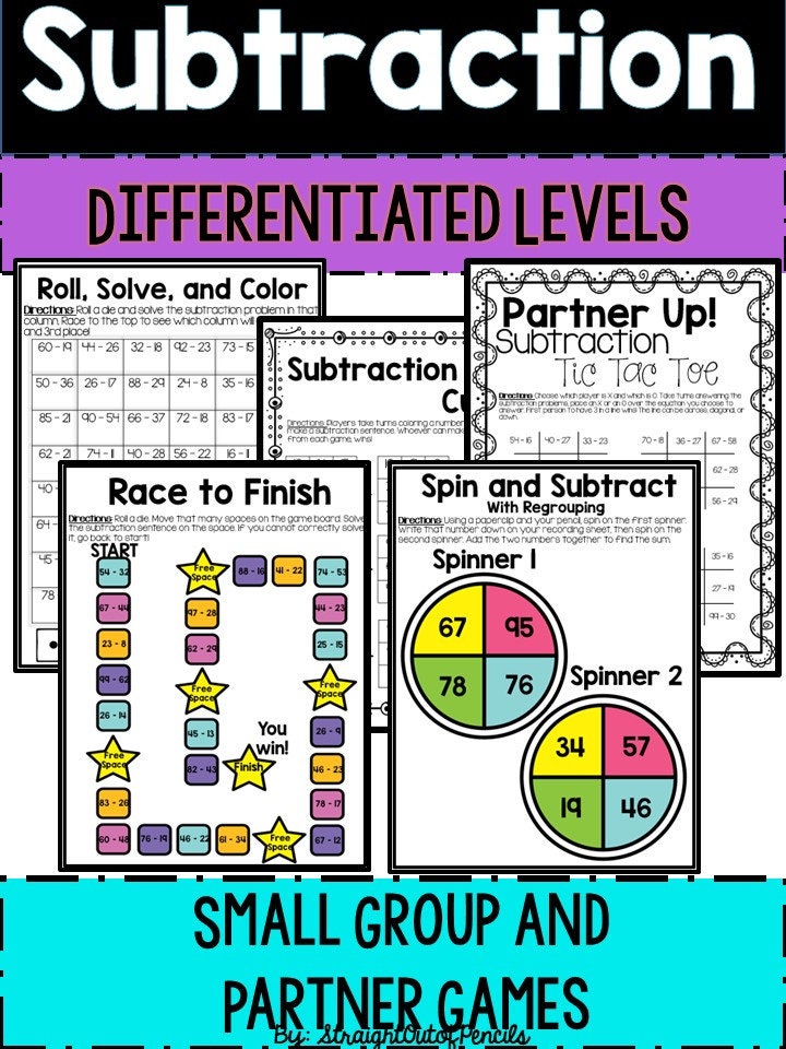 Addition and Subtraction Math Games - Second Grade Math Activities - Etsy