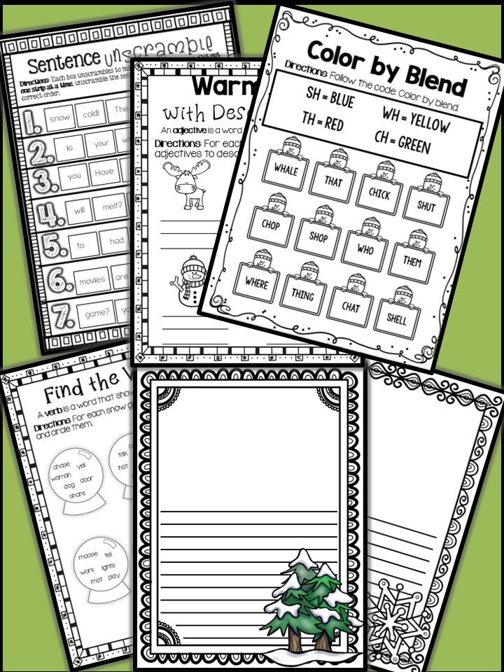 Winter ELA First Grade Activities - Etsy