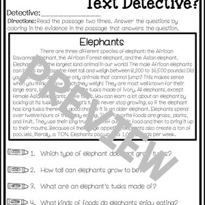 Animal Reading Passages - Close Reading - Find Evidence - Etsy