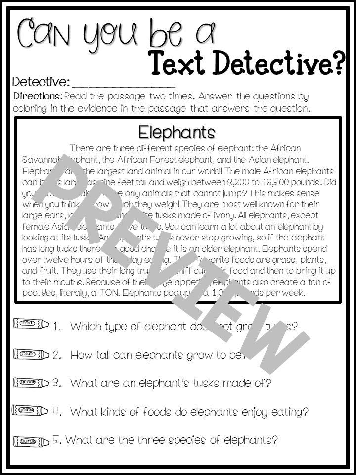 Animal Reading Passages - Close Reading - Find Evidence - Etsy