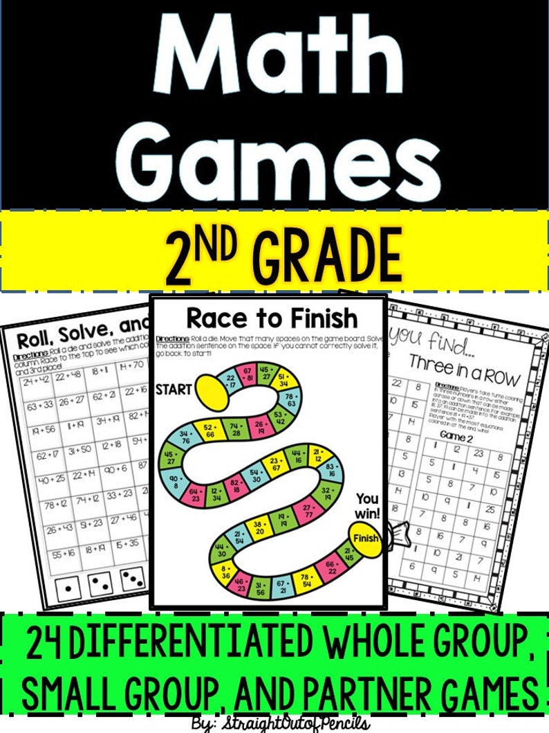 Second Grade Math Games Addition, Subtraction, Place Value - Etsy
