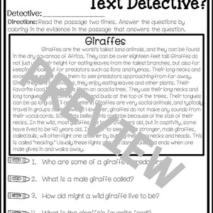 Animal Reading Passages - Close Reading - Find Evidence - Etsy