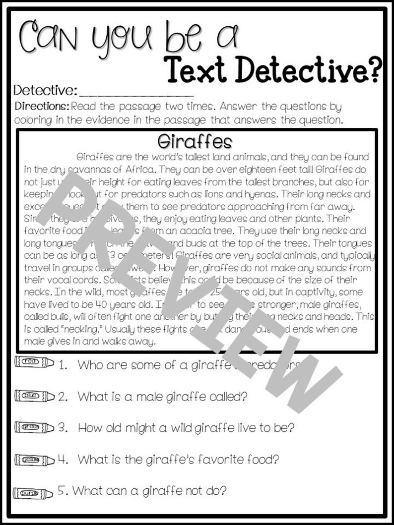 Animal Reading Passages - Close Reading - Find Evidence - Etsy