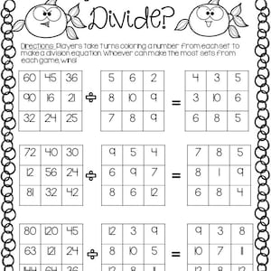 Multiplication and Division Facts Games - Etsy