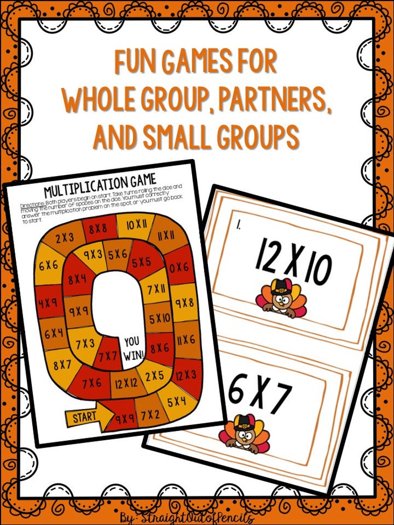 Thanksgiving Math Games Third Grade Multiplication Games - Etsy