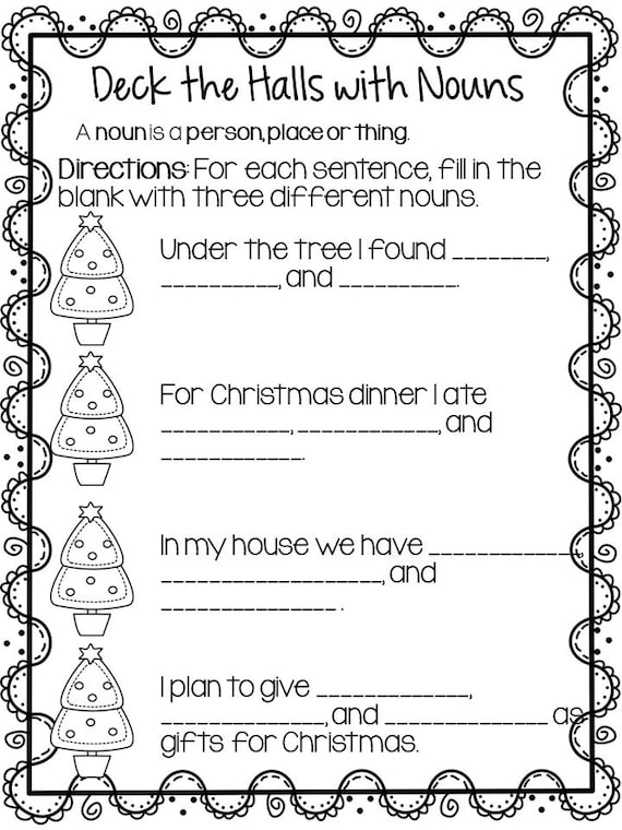 1st Grade Christmas Worksheets