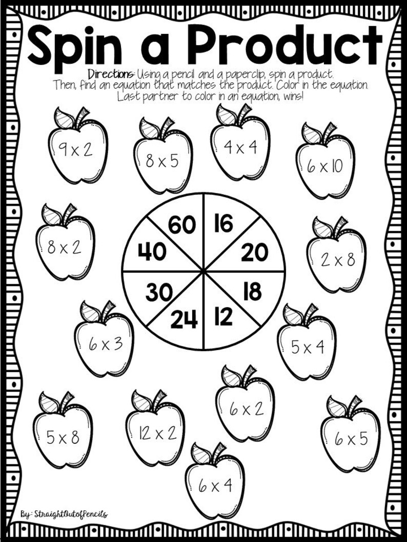 Multiplication and Division Practice Printable Games and Activities for ...