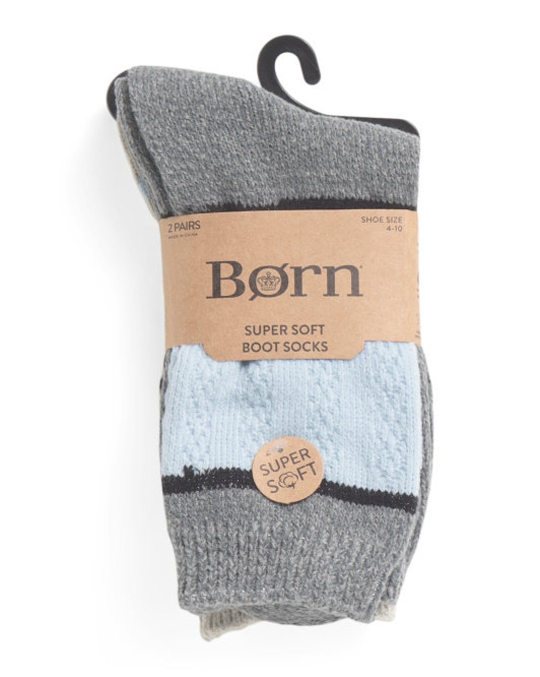 BORN 2pk Color Block Super Soft Boot Socks for Women: O/S shoe Size 4 ...