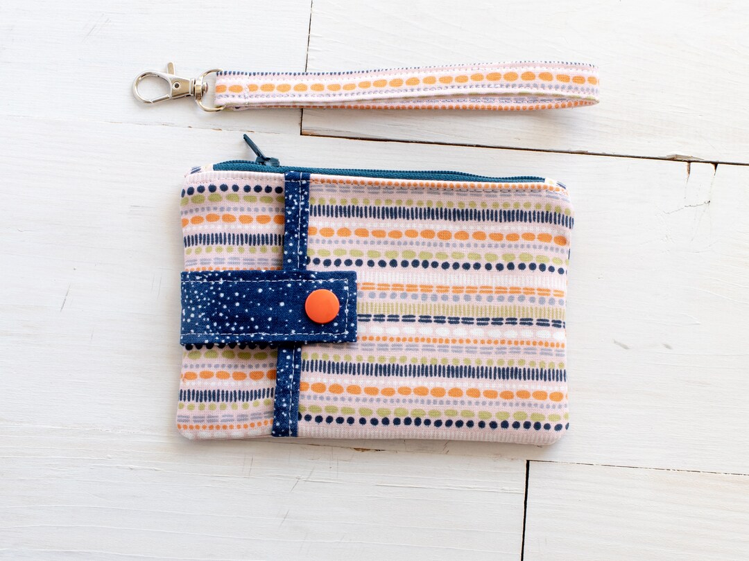 Small Wallet With Wrist Strap, ID Holder, Coin Purse Striped Gift Card ...