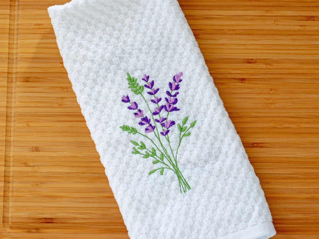 Embroidered Floral Dish Towel, White Kitchen Towel Farmhouse Kitchen ...