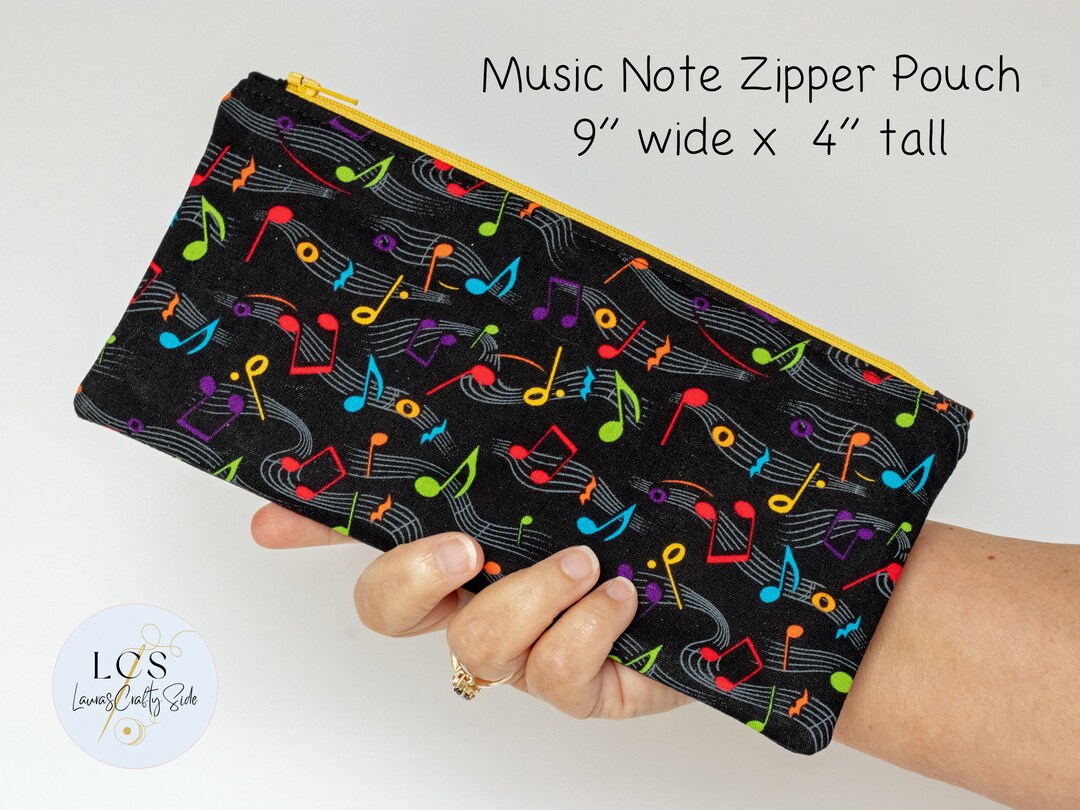 Music Note Zipper Pouch, Fabric Pencil Case, Music Lovers Gift - Etsy