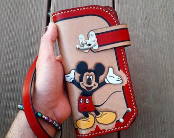 Mickey Mouse Leather Wallet - Etsy