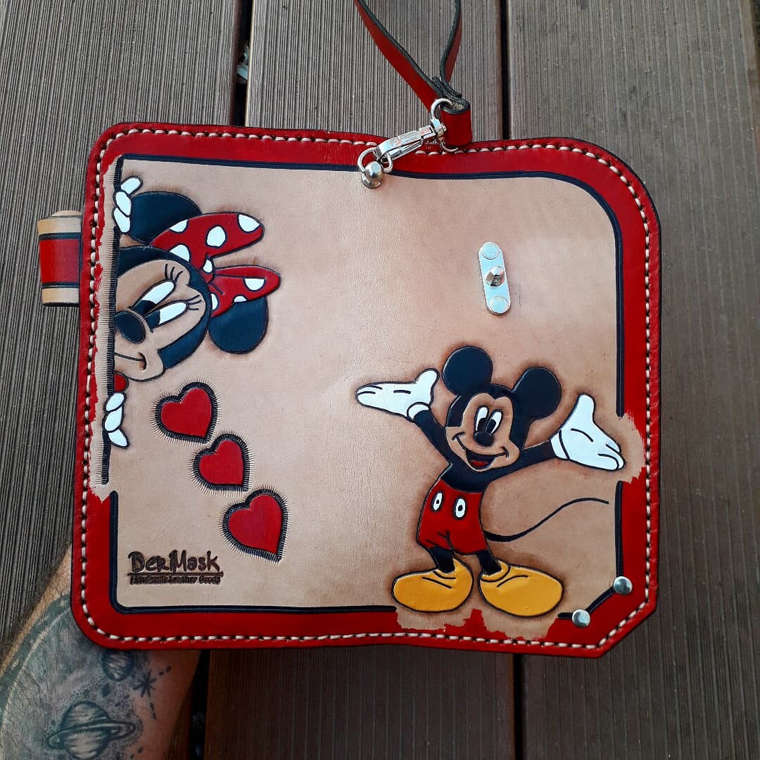 Mickey Mouse, Long Leather Wallet, Mens Leather Wallet Bifold, Comic ...