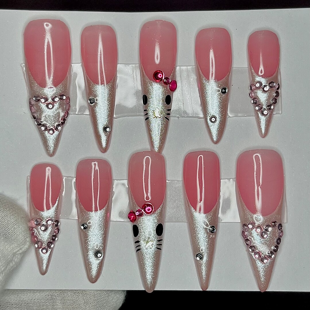 KITTY CLAWZ | Kitty Nails | Glitter Nails | French Tips | Rhinestone ...