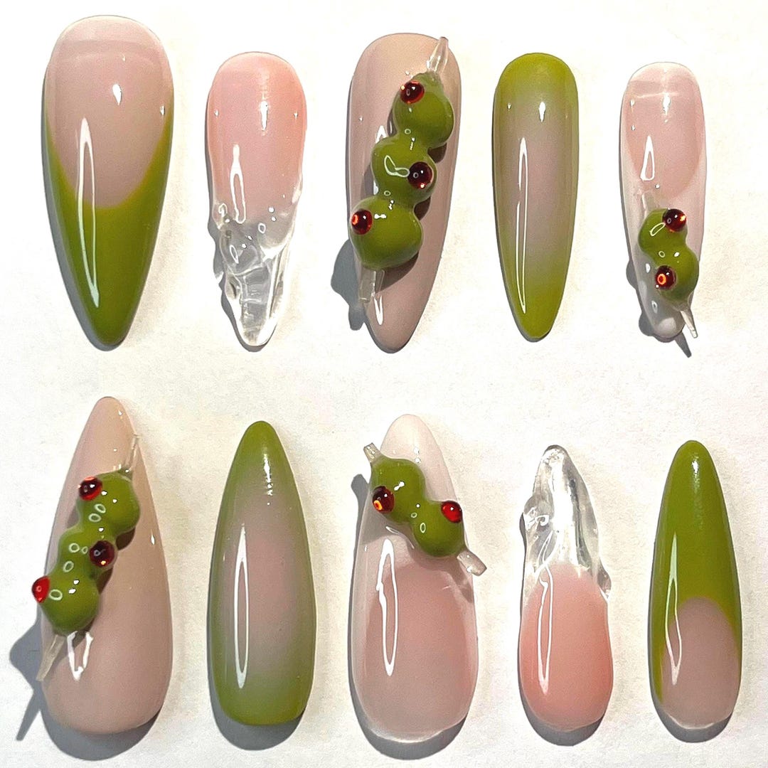 DIRTY MARTINI | Olive Nails | Green Nails | French Tips | 3D Nail Art ...