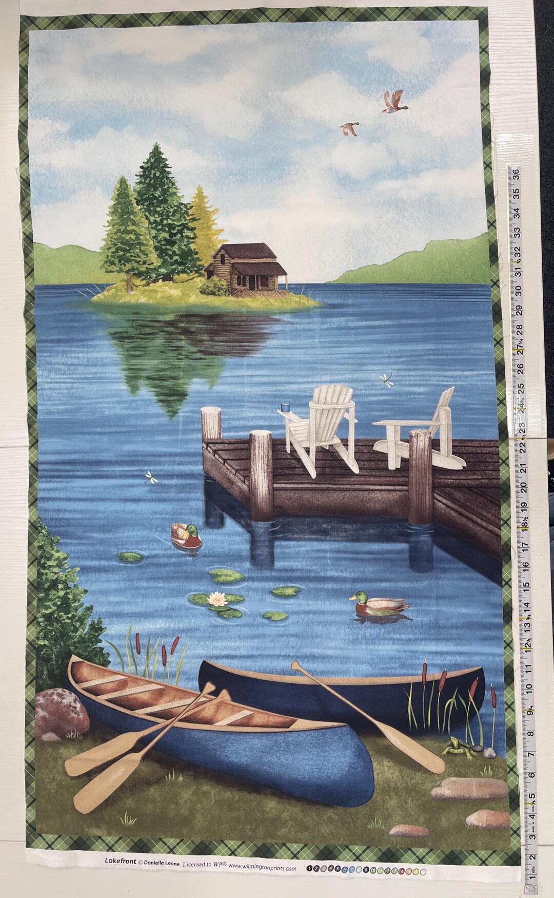 Lakefront Canoe Cotton Fabric Quilt Panel #3017 27678 Wilmington Prints ...