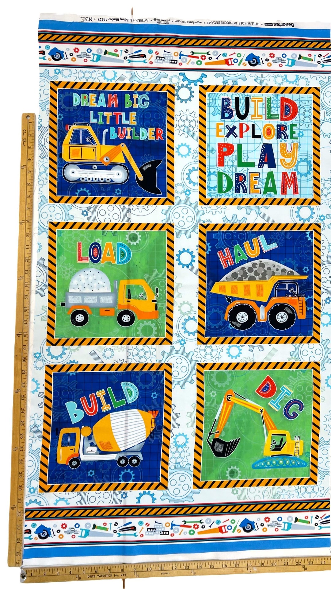 Little Builder Blocks Fabric Panel by Benartex #14627 - Etsy