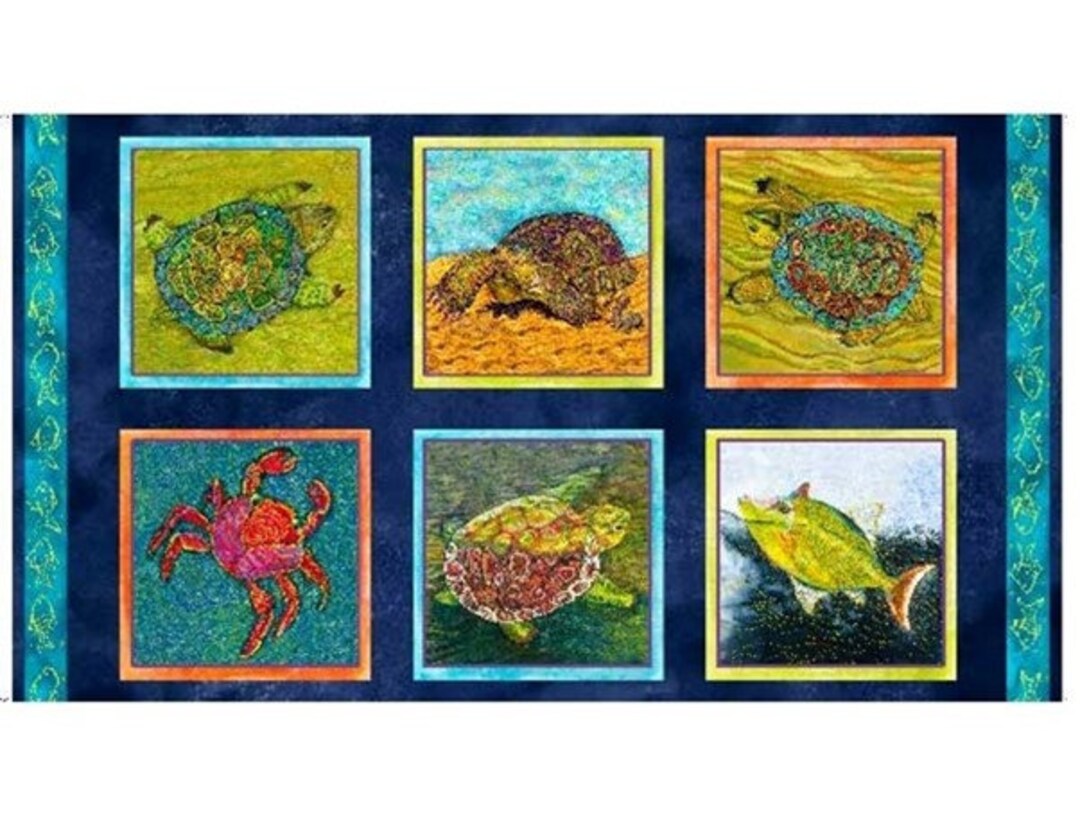 Mosaic Turtles Fabric Quilt Panel - Etsy