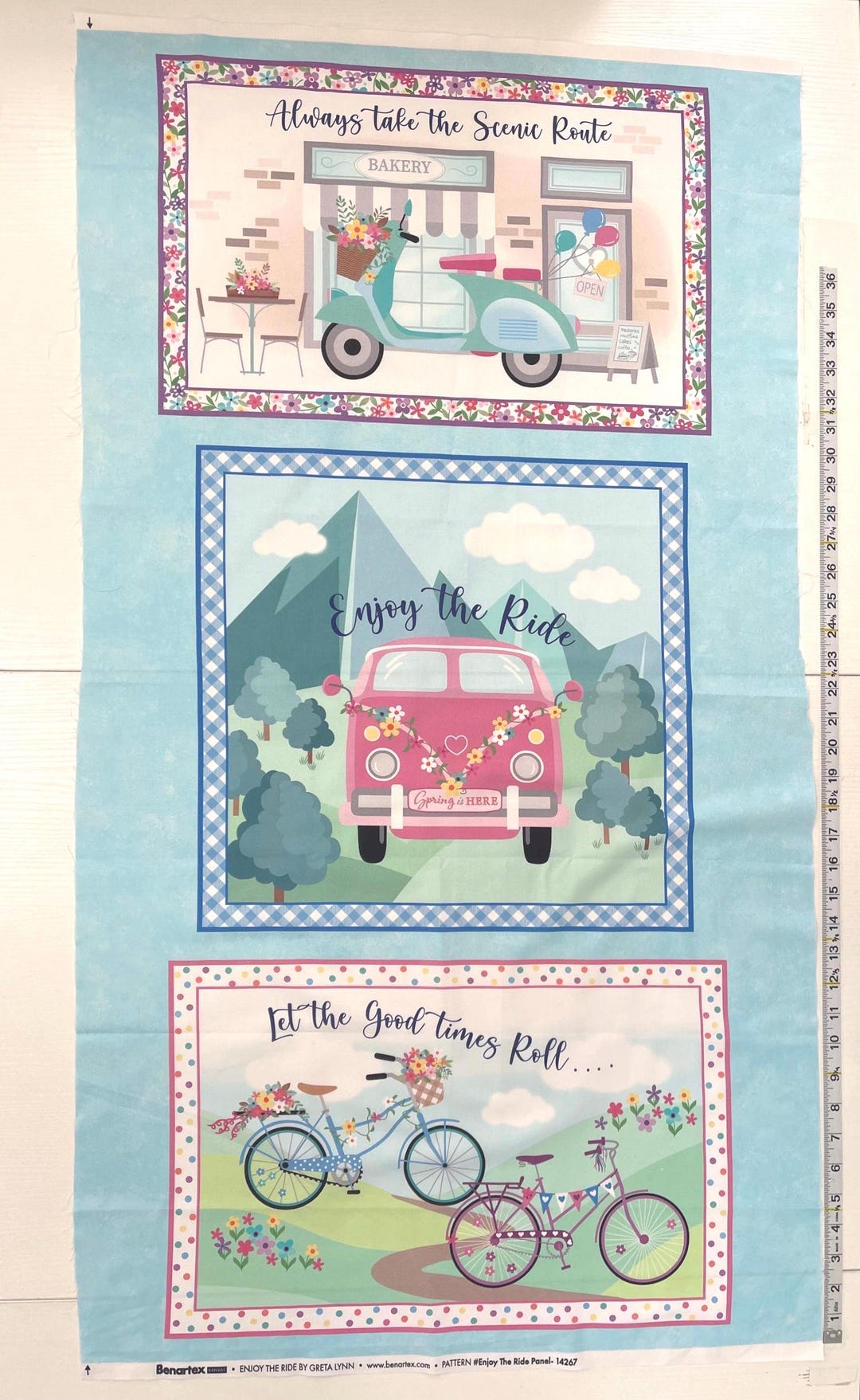 Enjoy the Ride Fabric Quilt Panel #14267-55 Benartex Kanvas Studio - Etsy