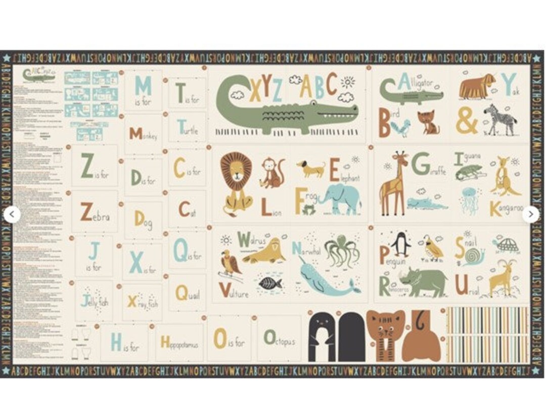 ABC XYZ Animal Alphabet Soft Fabric Book Panel - Etsy