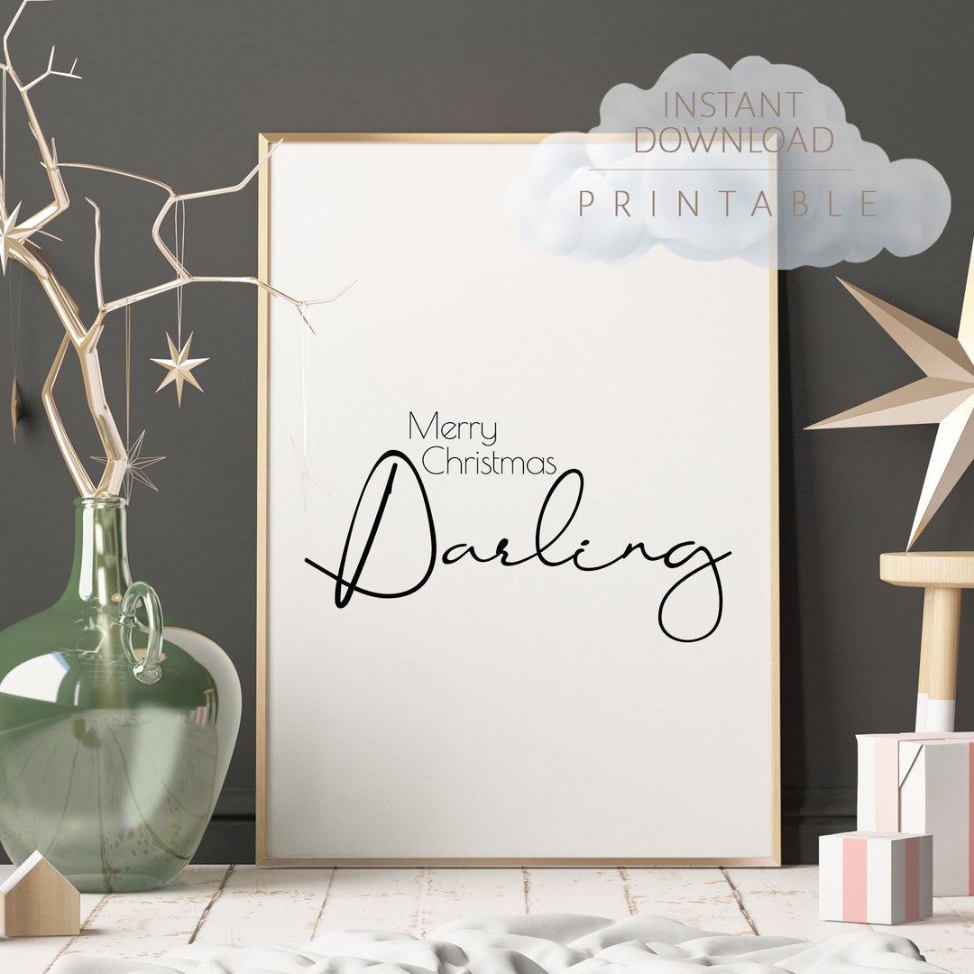 Merry Christmas Darling Print, Christmas Art, Holiday Print, Digital ...