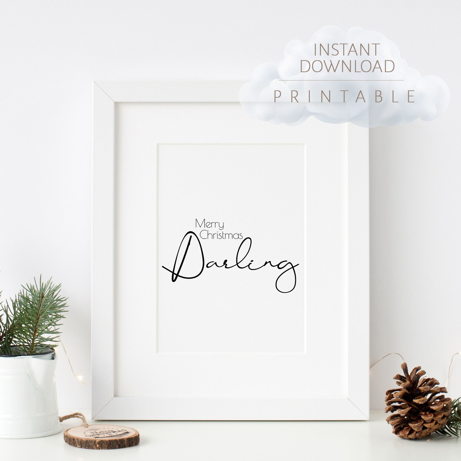 Merry Christmas Darling Print, Christmas Art, Holiday Print, Digital ...