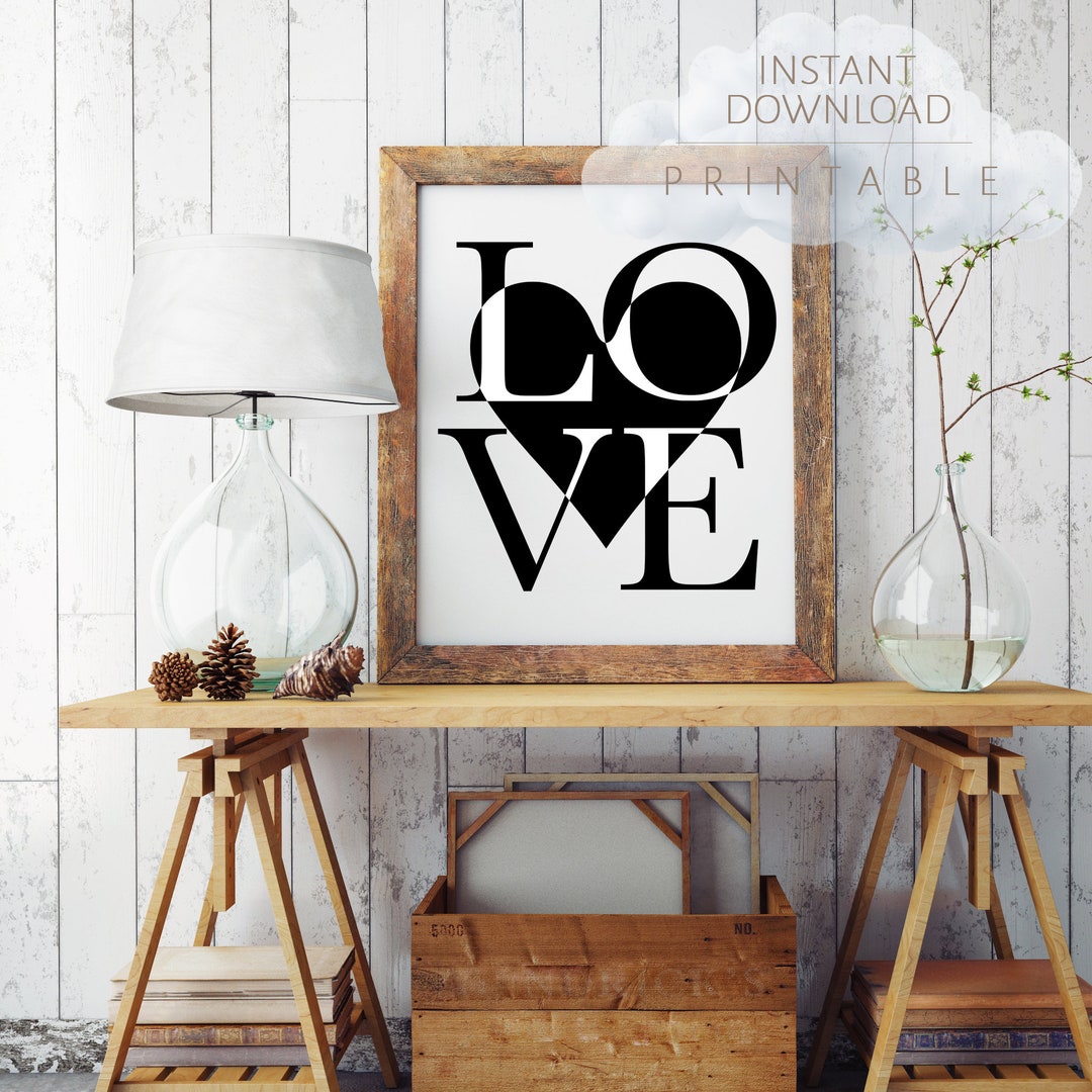 Love Print, Love and a Heart, Inspirational Art, Digital Download ...