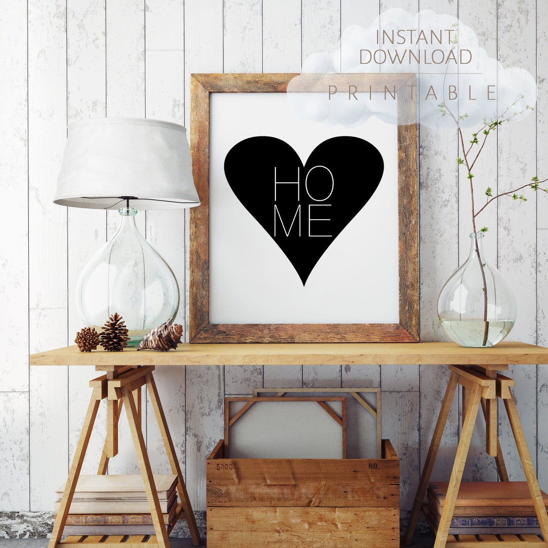 HOME Art Print, Home With Heart, Inspirational Print, Home Decor ...