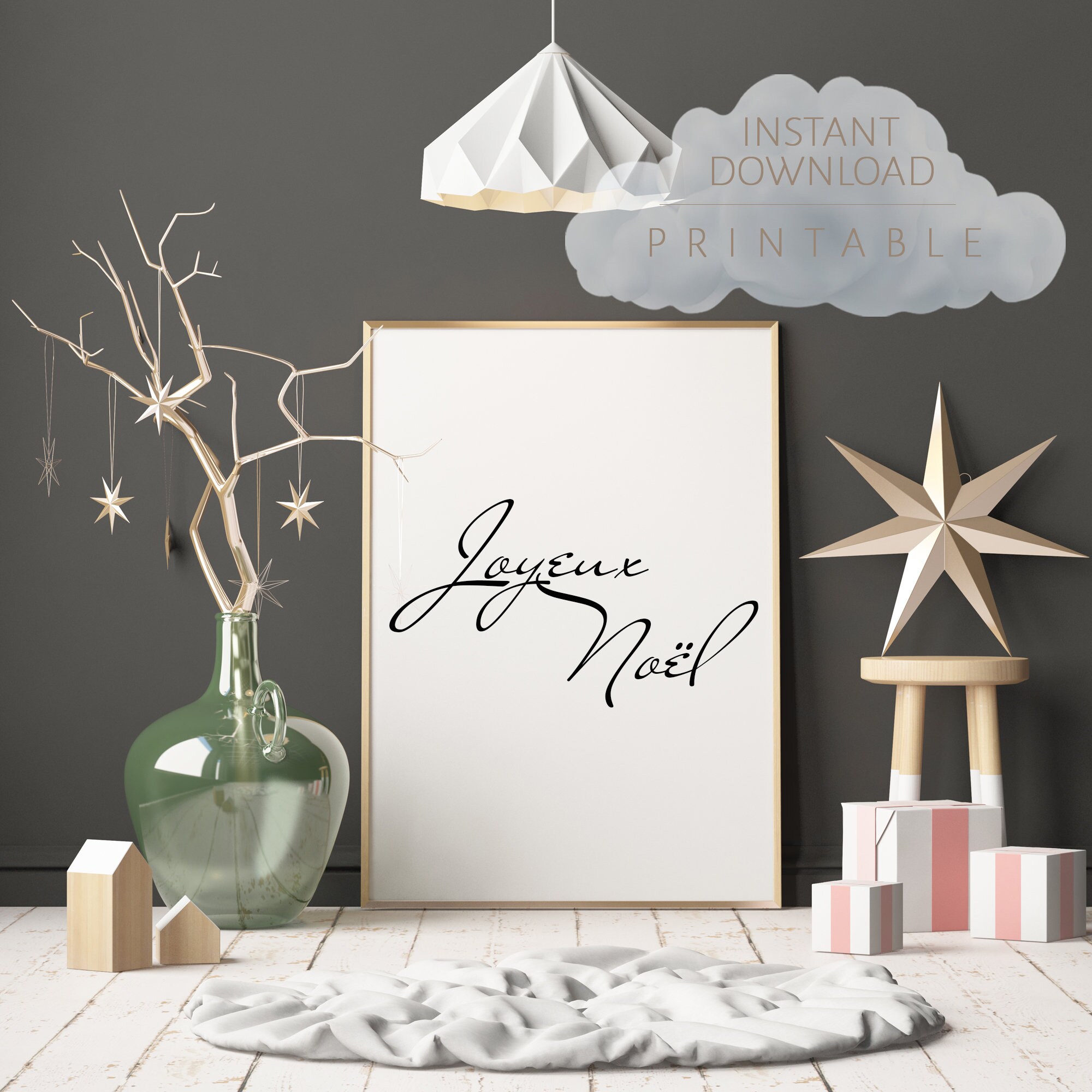 Joyeux Noel Print, Holiday Print, Downloadable, Digital Print ...