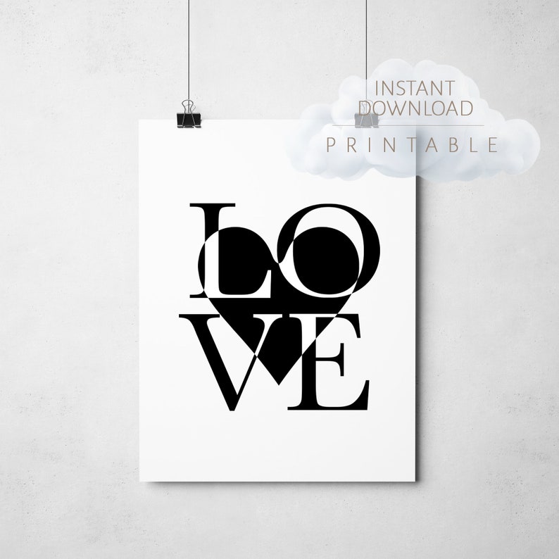 Love Print, Love and a Heart, Inspirational Art, Digital Download ...