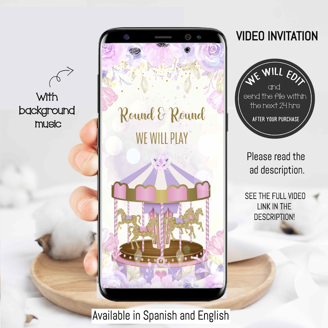 Carousel Video Invitation, Carousel Birthday Invitation, Carousel Horse ...