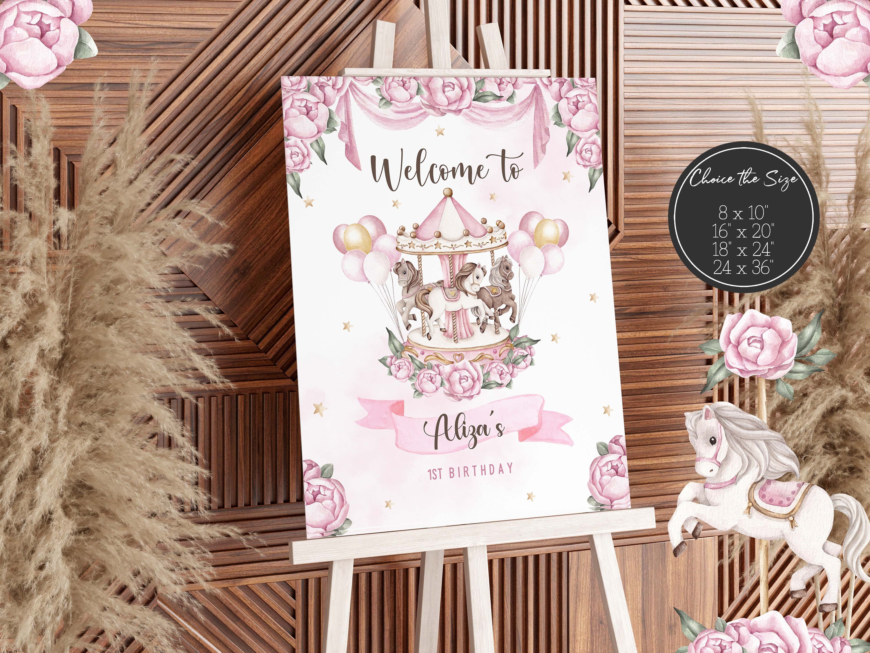 Carousel Welcome Sign Carnival Welcome Sign Carousel - Etsy