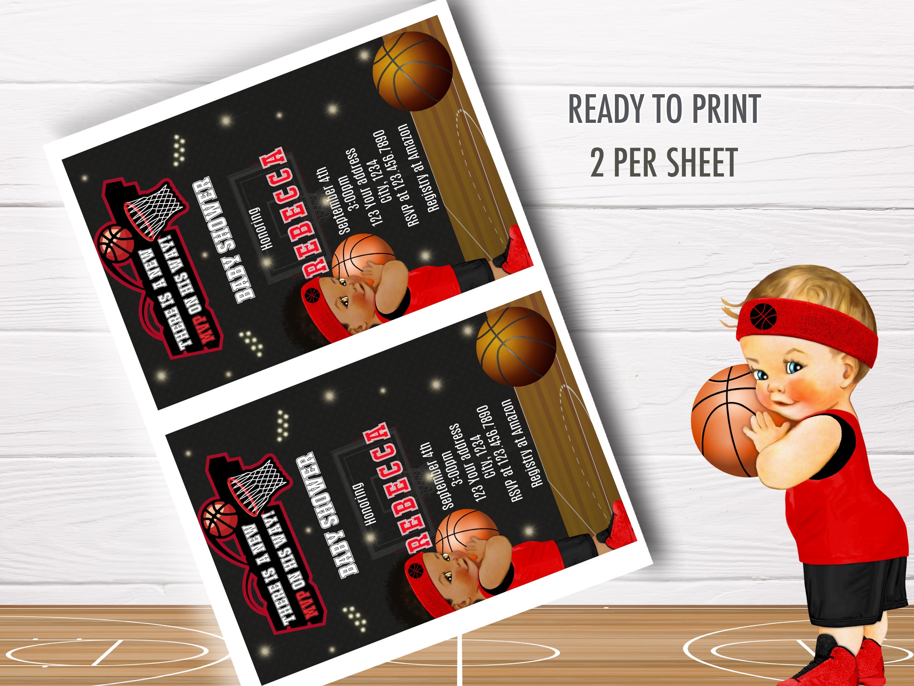 Basketball Invitation,a New MVP is on His Way, Basketball Baby Shower ...