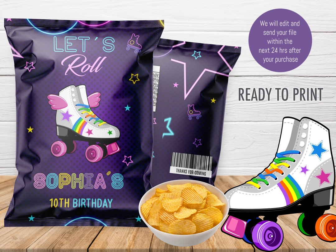 Roller Skate Chip Bag Roller Skating Birthday Party Favors Skating