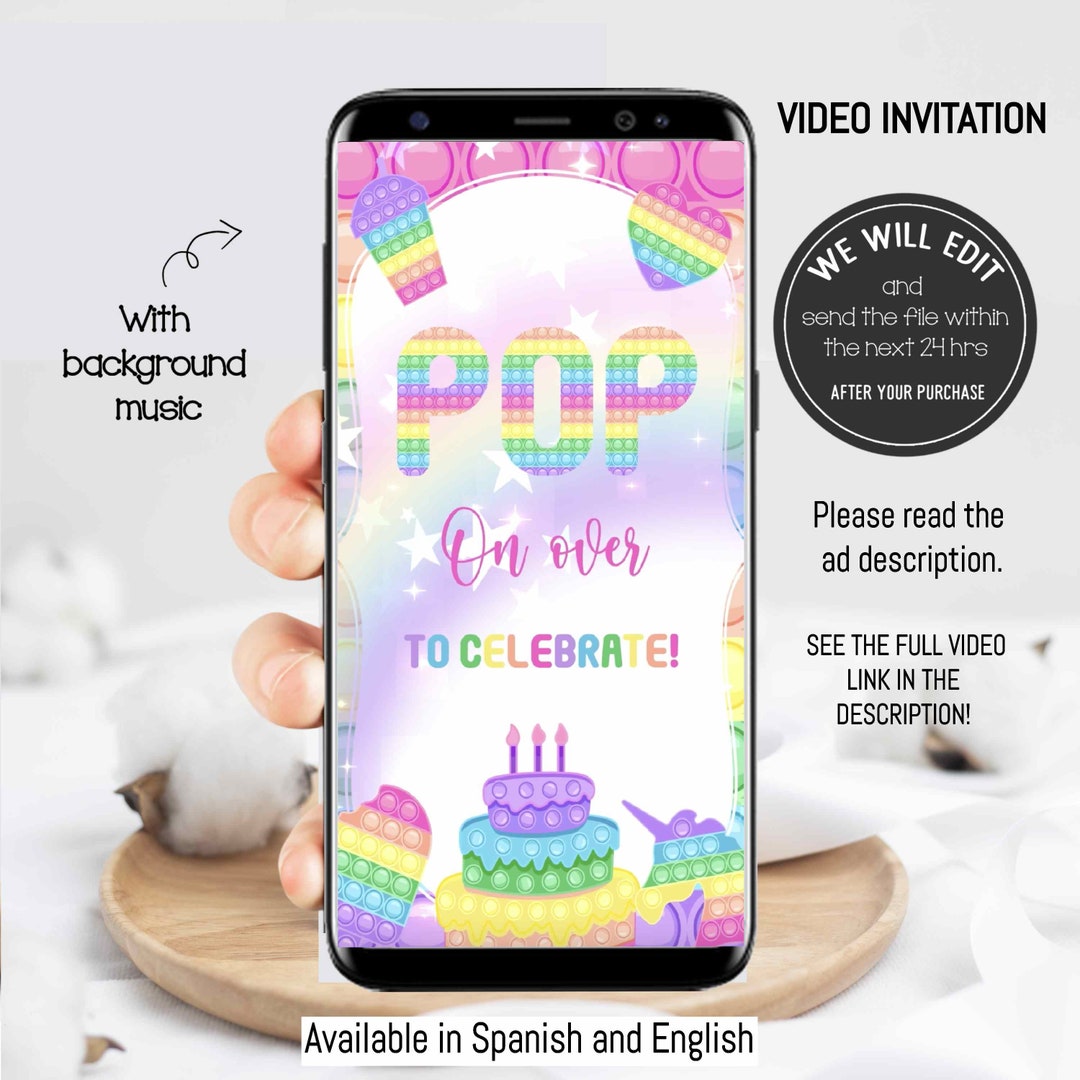 POP IT Video Invitation, Pop It Invitation, Pop It Birthday Party ...