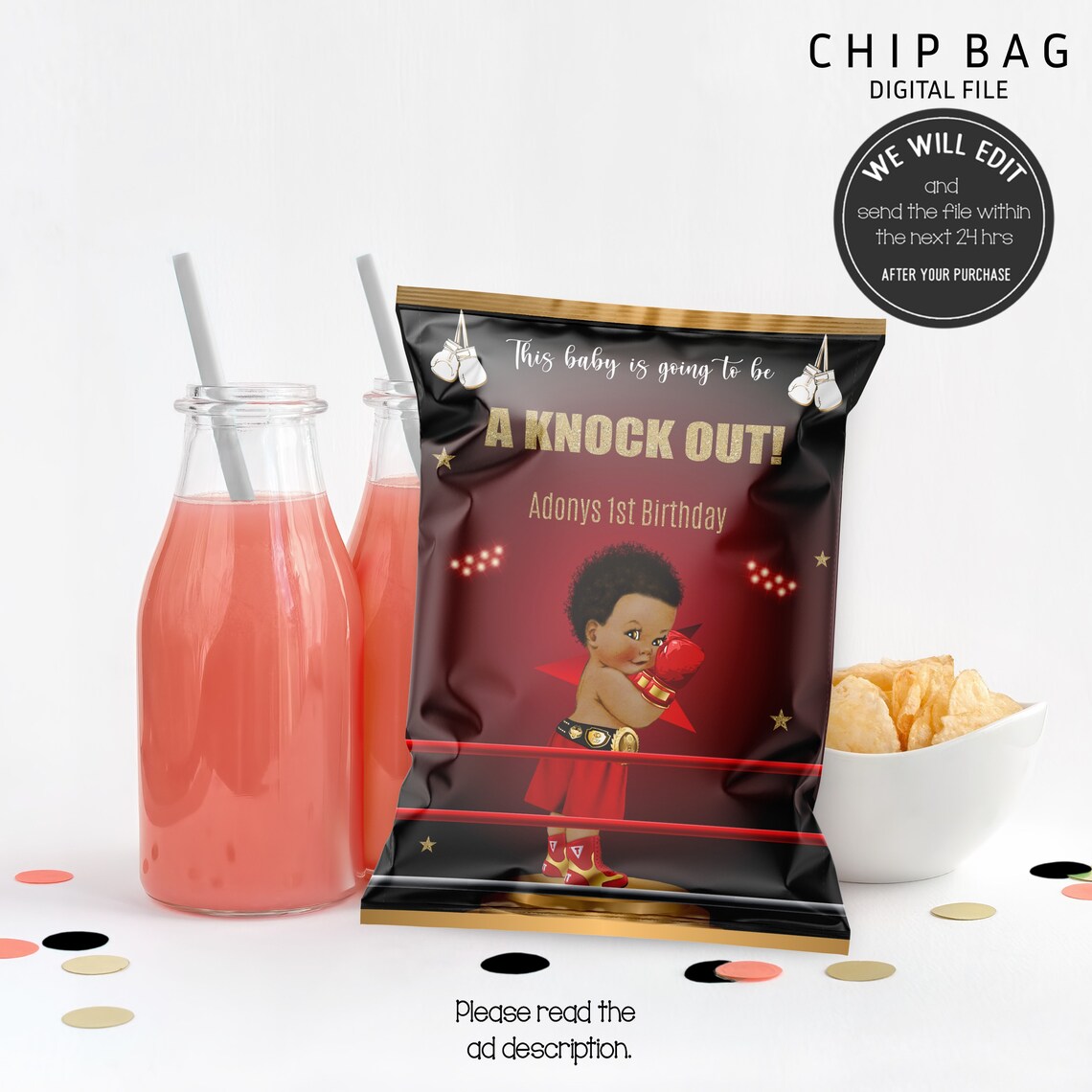 BOXING Chip Bag, Boxing Baby Shower Favors, Boxing Baby Shower, Boxing ...