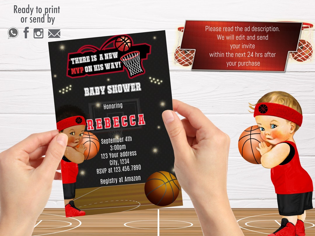 Basketball Invitation,a New MVP is on His Way, Basketball Baby Shower ...