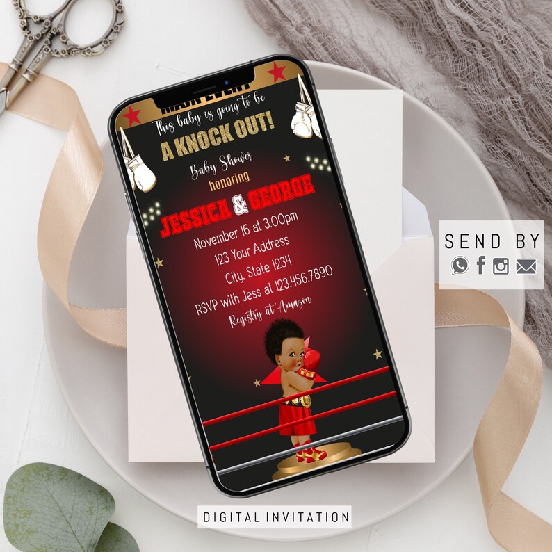 BOXING Baby Shower Invitation, Boxing Invitation, Box Invitation ...