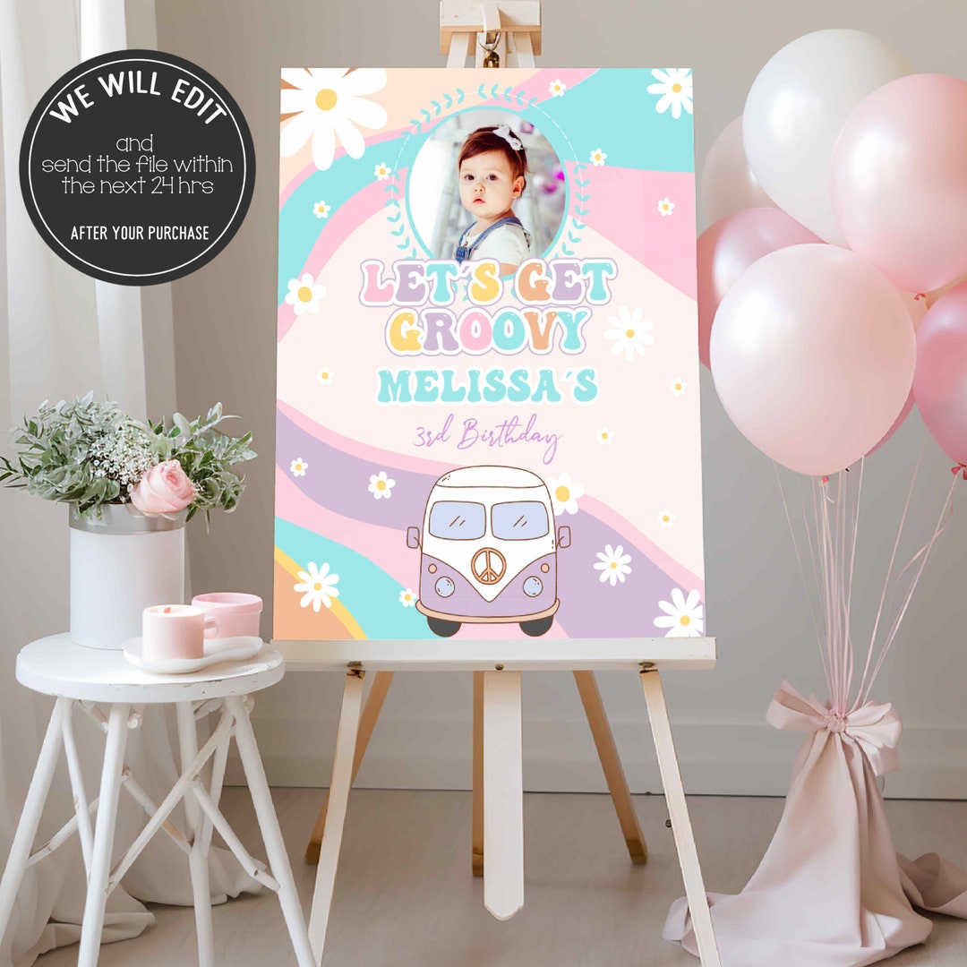 Groovy Welcome Sign, Groovy Party Decor, Welcome Retro, Groovy Birthday ...