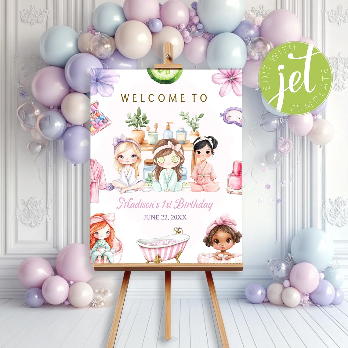 Spa Welcome Sign, Spa Birthday Party Welcome Sign, Spa Party Decor ...