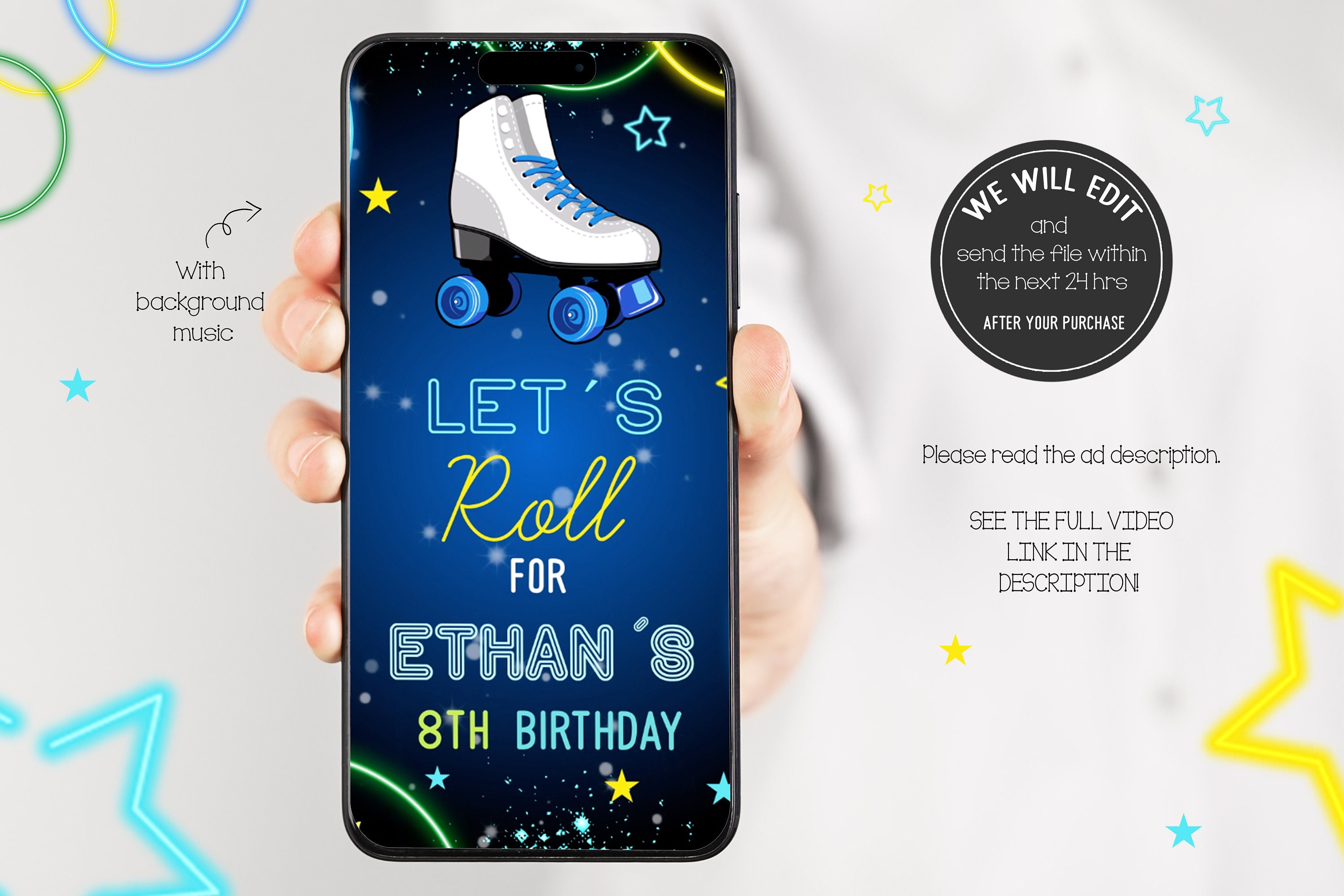 Roller Skating Birthday Invitation Lets Roll Invitation - Etsy