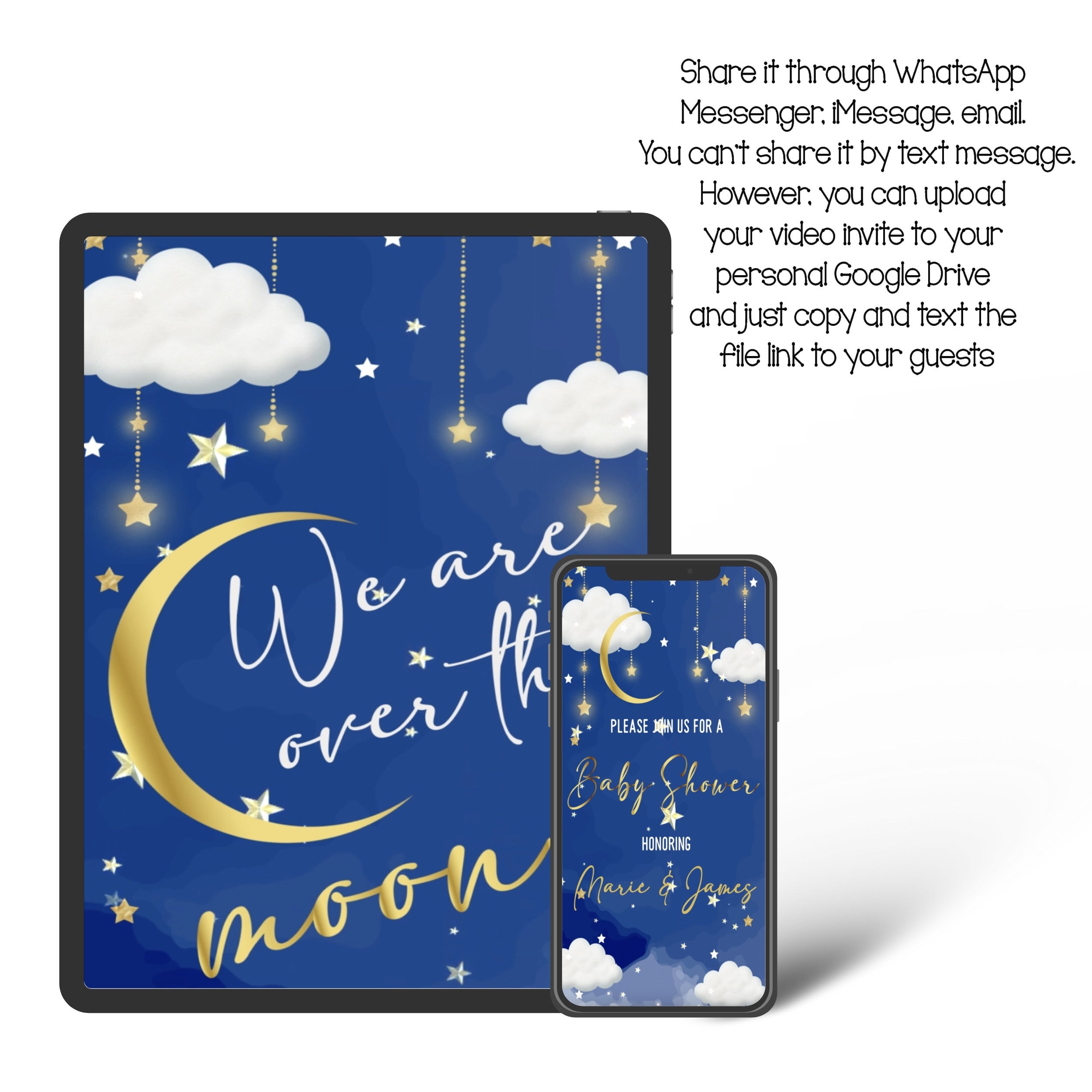 We Are Over the Moon Baby Shower Video Invitation, Over the Moon Baby Shower, Over the Moon Boy ...