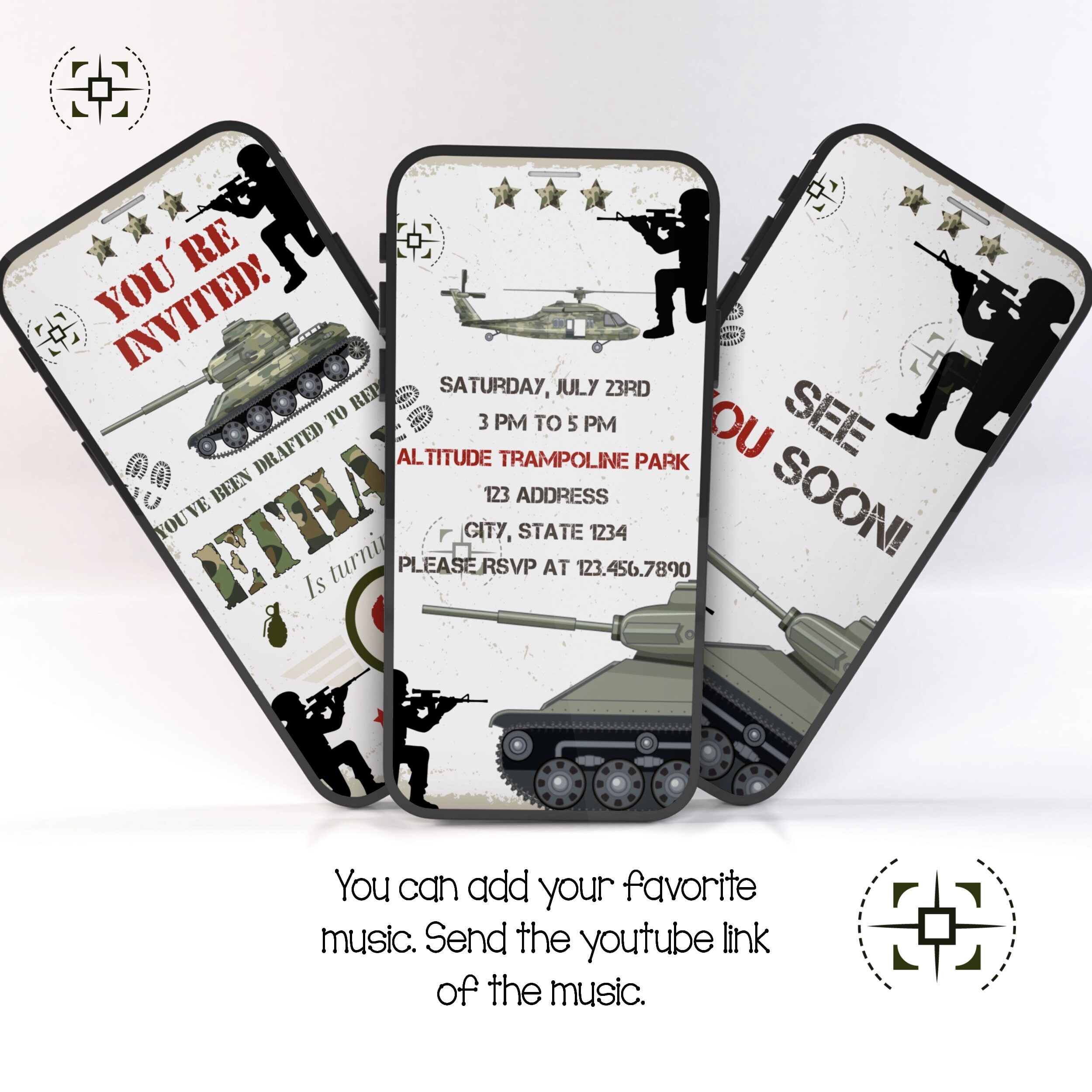 Army Invitation, Video Invitation, Army Party Invitation, Camo Invite ...