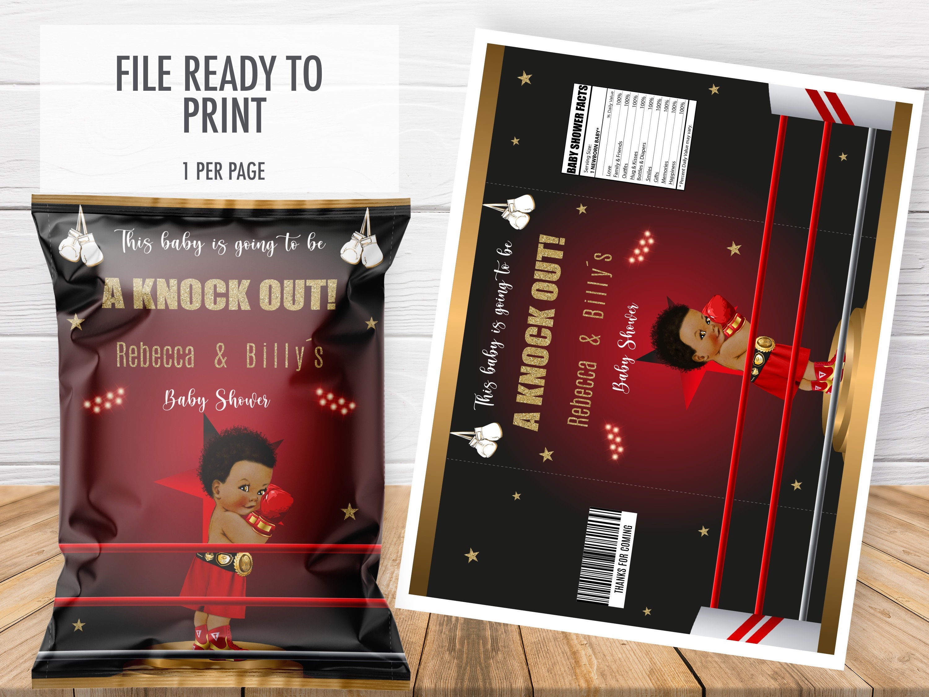 BOXING Chip Bag, Boxing Baby Shower Favors, Boxing Baby Shower, Boxing ...