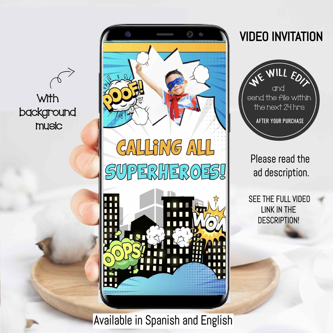 Superhero Video Invitation, Comic Book Invitation, Superheroes ...