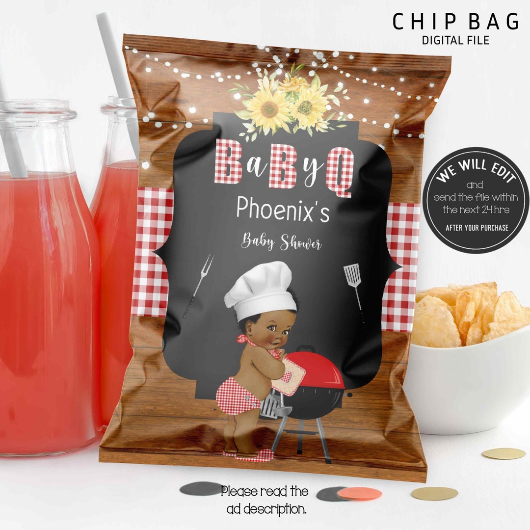BABYQ CHIPBAG Baby Shower, Party Favors, Babyque Chip Bag,bbq Chip Bag ...