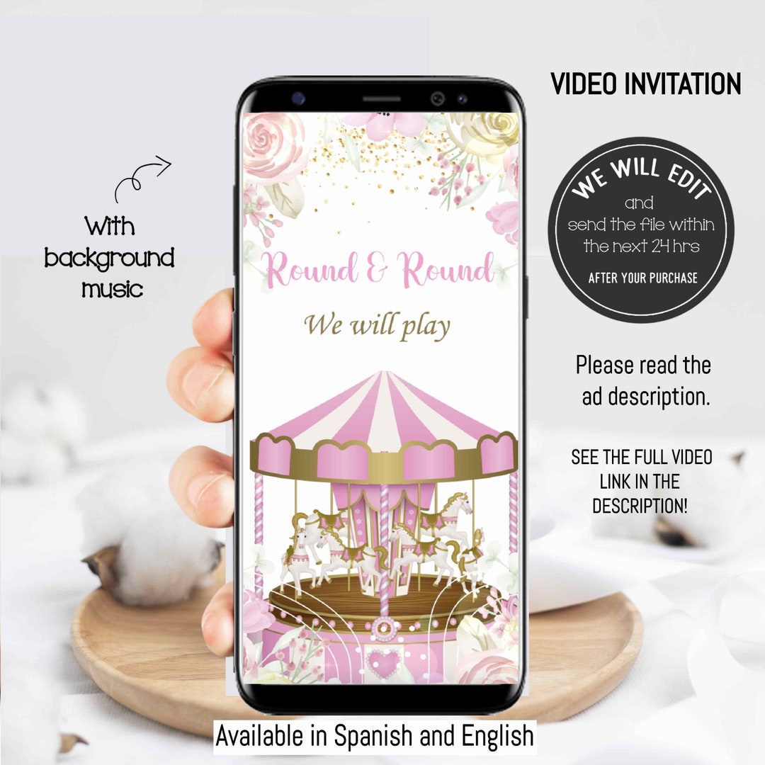 Carousel Video Invitation, Carousel Birthday Invitation, Carousel ...