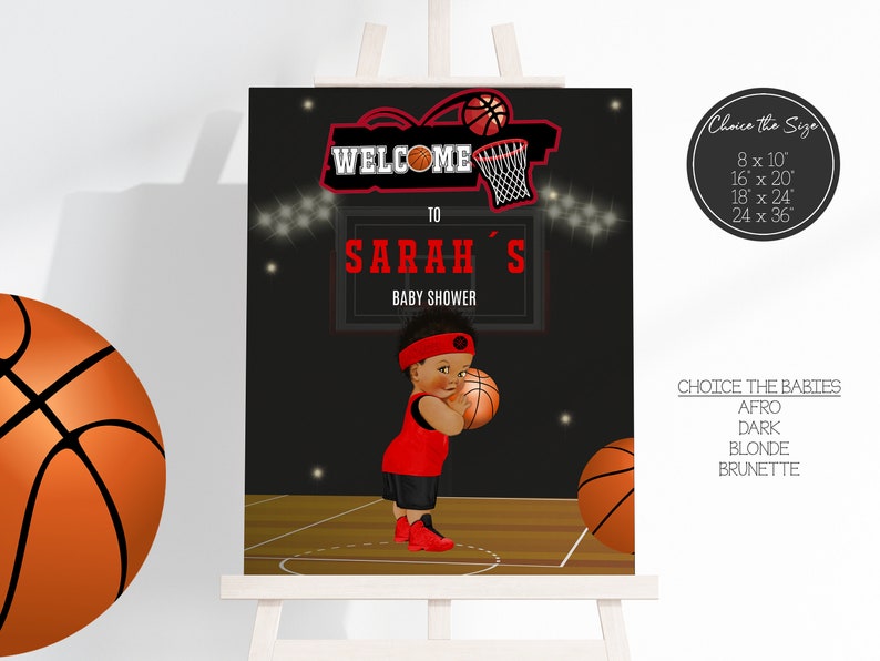 Basketball Welcome Sign, Baby Shower Welcome Sign, Basketball Baby ...