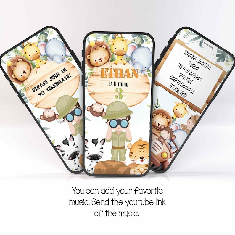SAFARI Video Invitation, Jungle Safari Birthday, Jungle Party ...